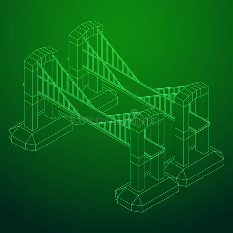 Bridge Connection Structure Wireframe Stock Vector Illustration Of