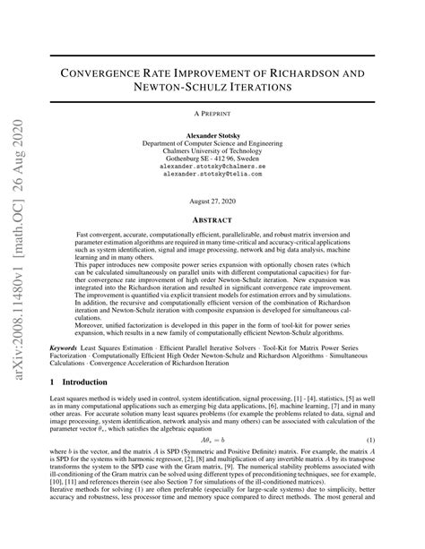 Pdf Convergence Rate Improvement Of Richardson And Newton Schulz