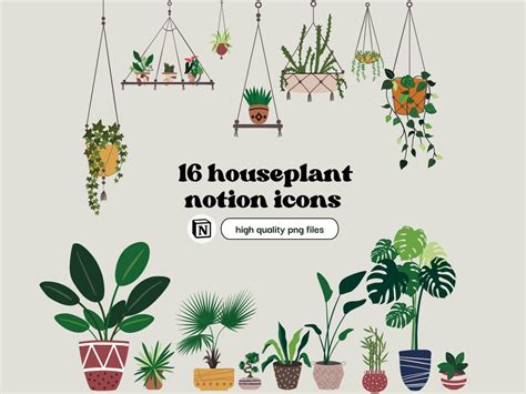 Notion Icons Houseplant Jungle Aesthetic Notion Templates Png Files Digital Planner Stickers