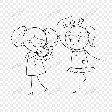 唱歌跳舞的孩子简笔画元素素材下载 正版素材401731238 摄图网