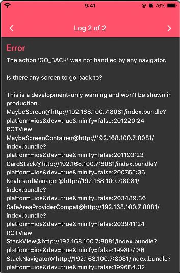 The Action Goback Was Not Handled By Any Navigator · Issue 8771