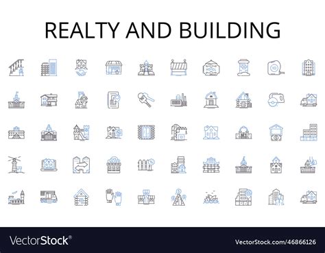 Realty And Building Line Icons Collection Vector Image