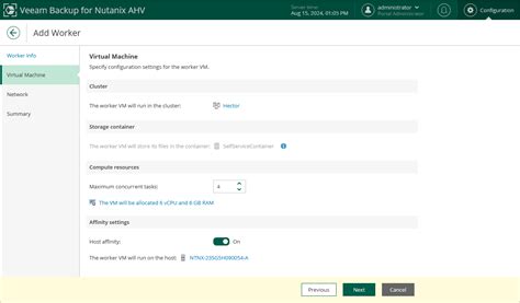 Step 2 Specify Worker Vm Settings Veeam Plug In For Nutanix Ahv User