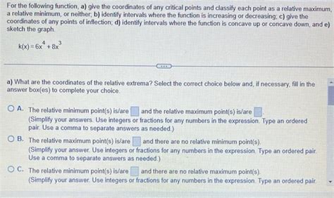 Solved For The Following Function A Give The Coordinates