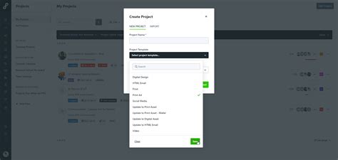Project Templates Workflow Lytho Support
