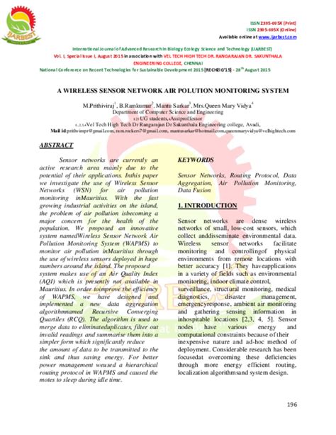 Pdf A Wireless Sensor Network Air Polution Monitoring Systempdf