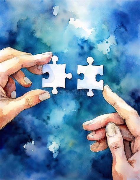 Two Hands Holding Puzzle Pieces Symbolizing Connection Teamwork And Problem Solving