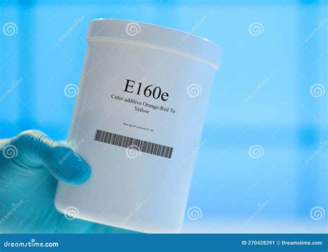 Packaging With Nutritional Supplements E160e Color Additive Orange Red To Yellow Stock Image