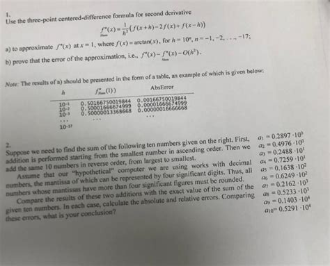 Solved Use The Three Point Centered Difference Formula For