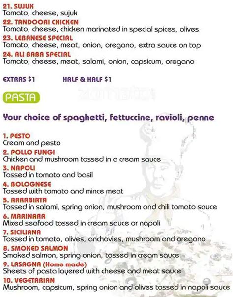 Menu At Yassin Pizza And Pasta Pizzeria Lalor
