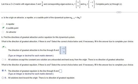 solved let a be a 2×2 matrix with eigenvalues 3 and 43 and