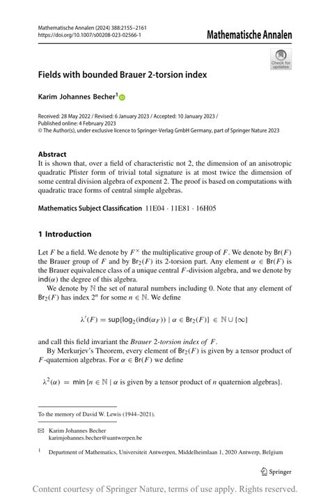 Fields With Bounded Brauer 2 Torsion Index