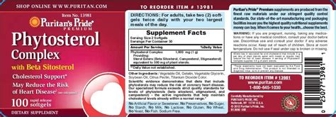 Phytosterol Complex 1000 Mg Per Serving 100 Softgels Health And Household