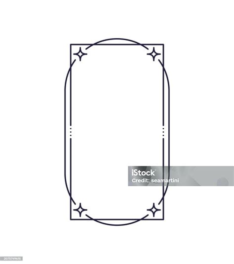 Minimal Line Rectangle Frame Oval Borders Stars Stock Illustration