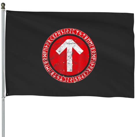 Protection Runes House Flags Vintage Viking Tyr Tiwaz Odhin Midgard