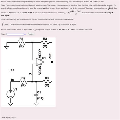 Solved For The Circuit Shown Below Complete All Steps To Derive The Input Output Time Based