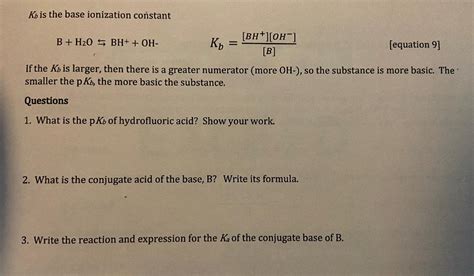 Solved Ko Is The Base Ionization Constant [bh ][oh ] B H2o
