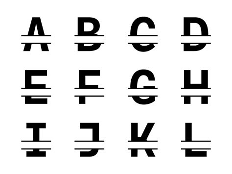 Split Monogram Alphabet Split Letter Svg Alphabet Png A Z Letters Cricut Digital