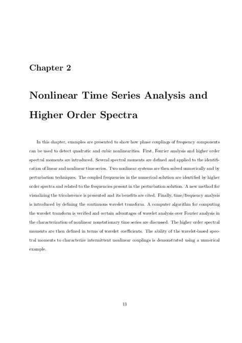 Pdf Nonlinear Time Series Analysis And Higher Order Spectra