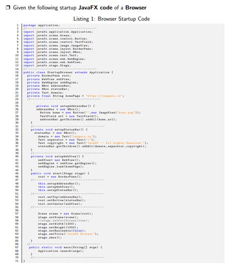 Solved Listing 1 Browser Startup Code1 Add A Browser