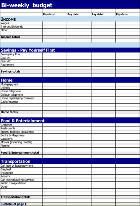 Free Excel Household Budget Template Callkoti