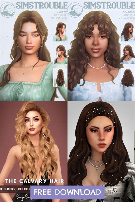 30 Best Sims 4 Wavy Hair Cc Sims 4 Cc Waves Hair Wavy Sims 4 Hair Cc