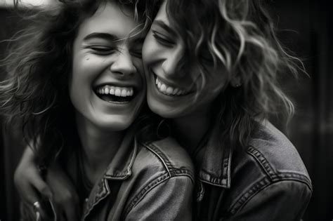 Premium Ai Image Two Girls Laughing Generative Ai