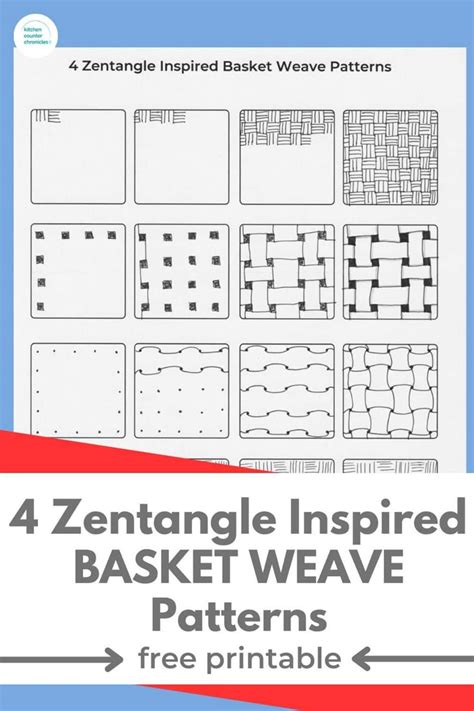 Learn 4 Zentangle Basket Weave Patterns With Step By Step Instruction Sheet This Free Printable