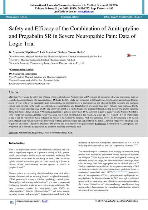 Pdf Safety And Efficacy Of The Combination Of Amitriptyline And