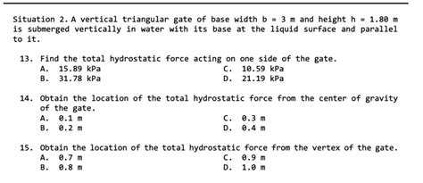 solved situation 2 a vertical triangular gate of base width