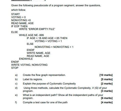 Solved Given The Following Pseudocode Of A Program Segment Chegg
