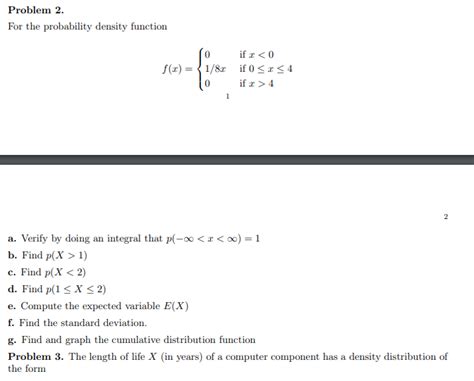 Solved Problem For The Probability Density Function If