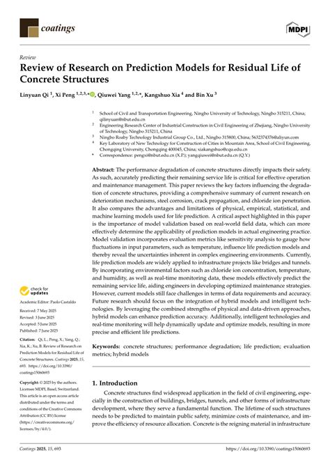 Pdf Review Of Research On Prediction Models For Residual Life Of Concrete Structures