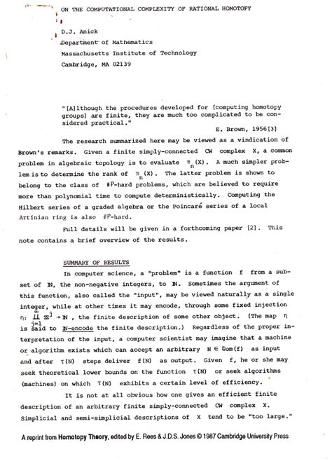 Pdf On The Computational Complexity Of Rational Homotopy