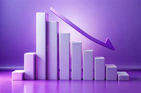 Visualizing Declining Trends 3d Purple And White Bar Graph With Falling Arrow Illustrates