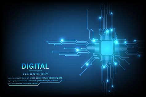 Premium Vector Vector Futuristic Microchip Cpu Circuit Board Blue Light Technology Abstract