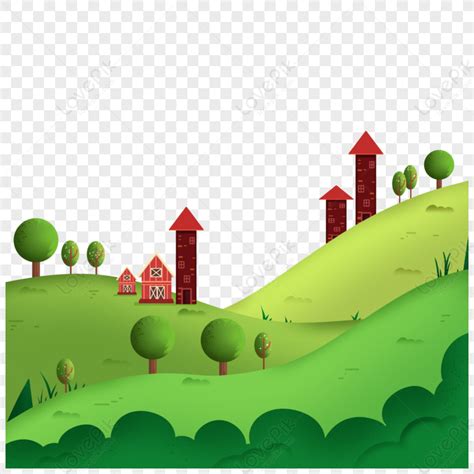 납작한 만화 일러스트 미학 농촌 풍경자연스러운모드 Png 일러스트 무료 다운로드 Lovepik