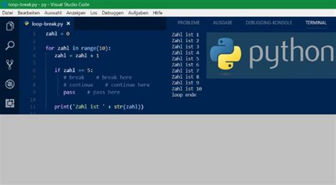 Python Loops Mit Break Continue Pass Unblog Tutorials