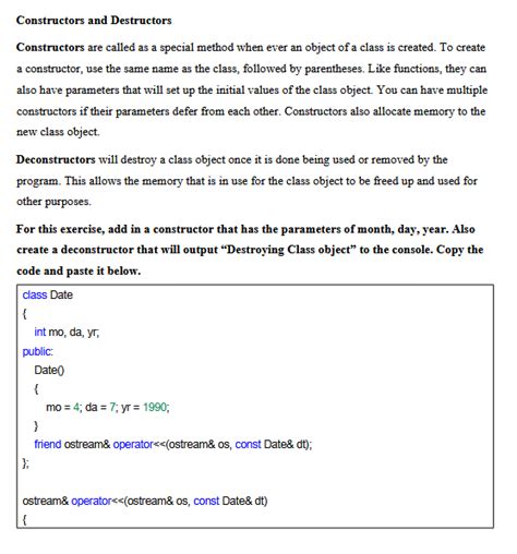 Solved Constructors And Destructors Constructors Are Called Chegg