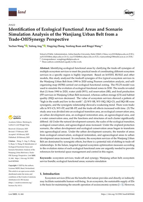Pdf Identification Of Ecological Functional Areas And Scenario