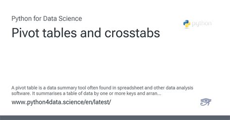 Pivot Tables And Crosstabs Python For Data Science