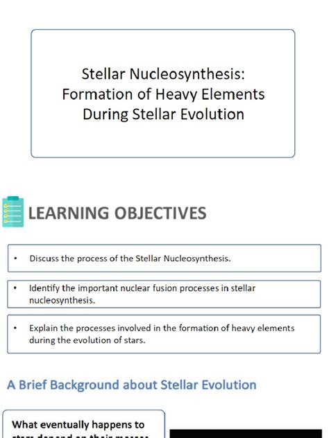 Stellar Nucleosynthesis Formation Of Heavy Elements During Stellar Evolution Pdf