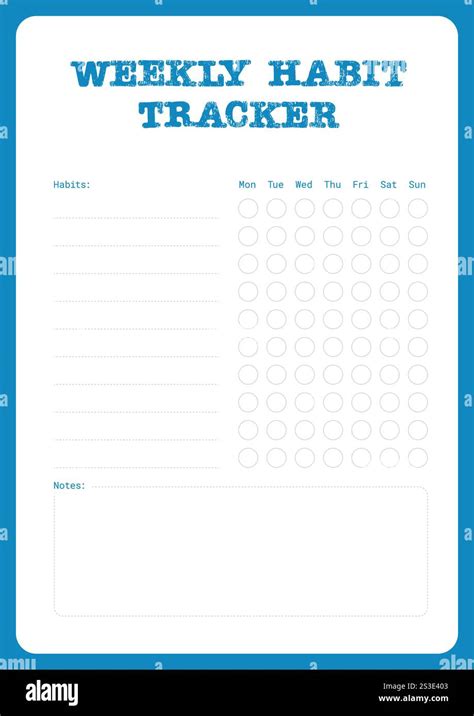 Weekly Habit Tracker Template Features Sections For Habits And Notes