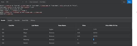 Solved Oracle Apex Sql What Did Each Card Cost Show The