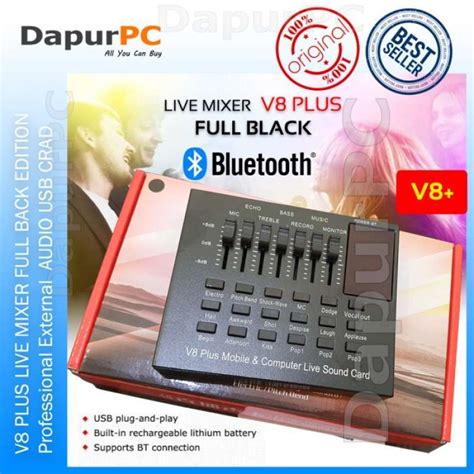 Jual RECOMMENDED V8 PLUS FULL BLACK BLUETOOTH AUDIO USB EXTERNAL SOUNDCARD LIVE MIXER Di Seller