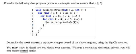 Solved Consider The Following Java Program Where N