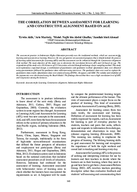 Pdf The Correlation Between Assessment For Learning And Constructive