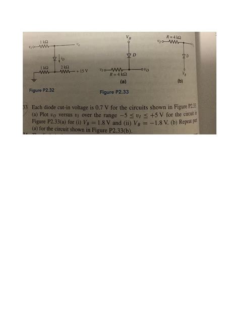 solved figure p2 32 figure p2 33 3 each diode cut in voltage