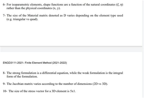 solved 6 for isoparametric elements shape functions are a