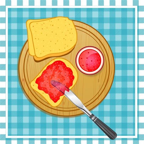 Jam Bread Drawing Dishware Icon Colored Flat Design Vectors Graphic Art